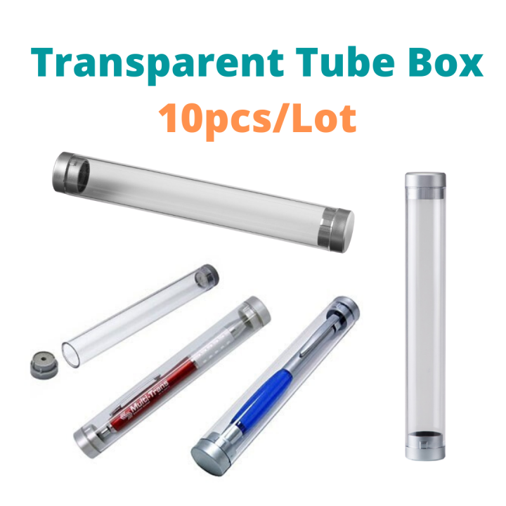 Hard Plastic Transparent Tube Cylinder Pen Box With Cap PET material ...