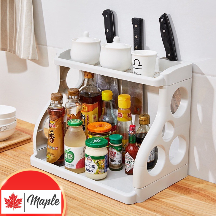 (MAPLE SHOP) Multifunctional 2Layer Kitchen Condiments Shelf Storage ...