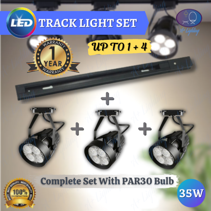 [Set] 35W LED PAR30 TRACK LIGHT CASING WITH REPLACEMENT BULB 1M RAIL ...