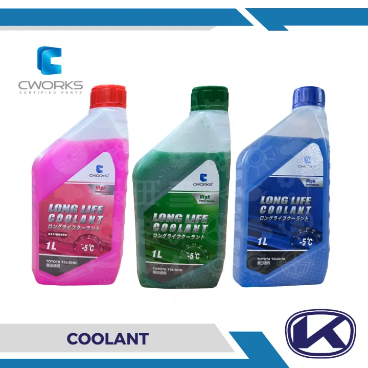 CWORKS Made by Toyota Tsusho Long Life Coolant 1 Liter Pink Green Blue ...