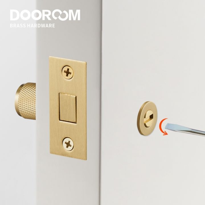 Dooroom Brass Knurled Hidden Door Lock Set Living Room Bathroom ...