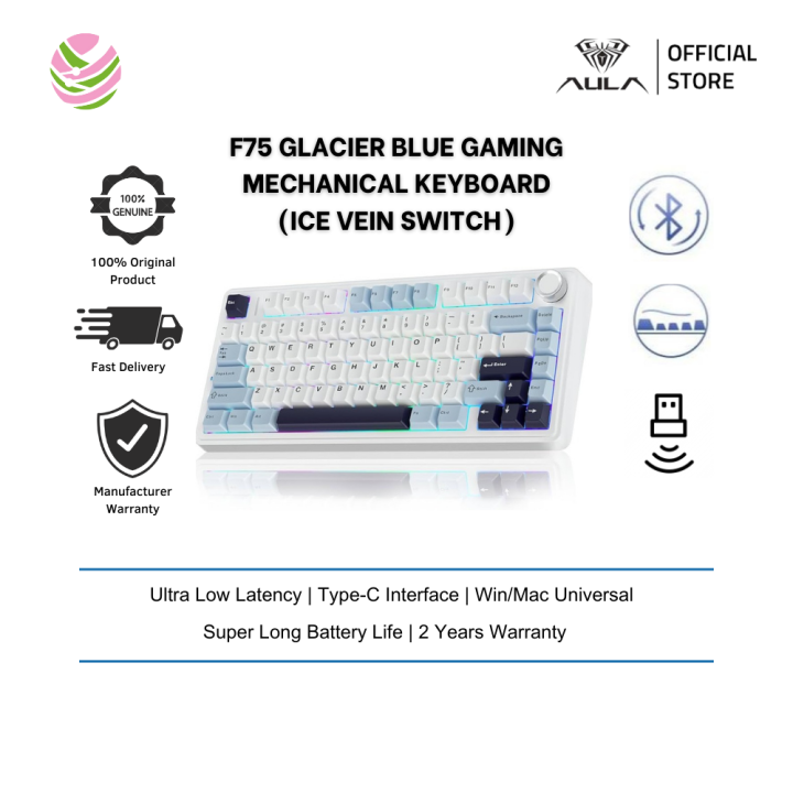 AULA F75 75% Wireless Mechanical Keyboard, Hot Swappable, Pre-lubed , 2 ...