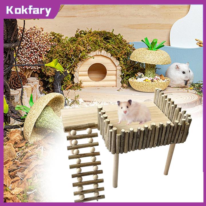 Kokfary Hamster Platform Stand Shelf Play Mouse Hideaway for Gerbil ...