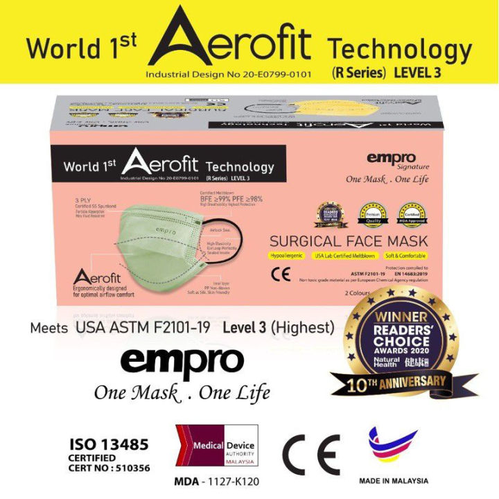 EMPRO SIGNATURE New Rainbow Surgical Face Mask Box- BFE ≥99%, Assorted ...