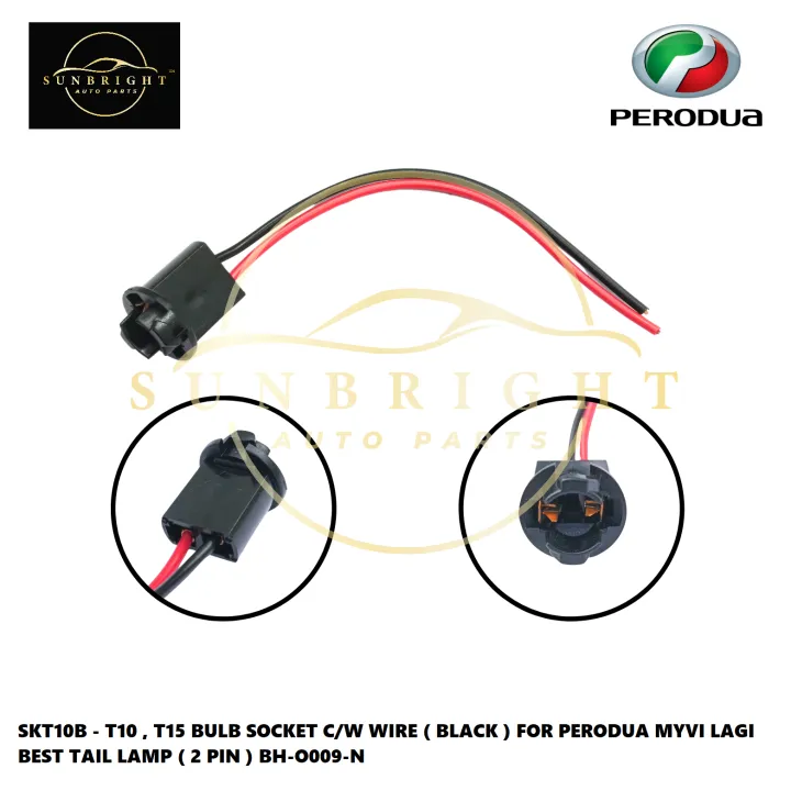T10 , T15 BULB SOCKET C/W WIRE ( BLACK ) FOR PERODUA MYVI LAGI BEST ...
