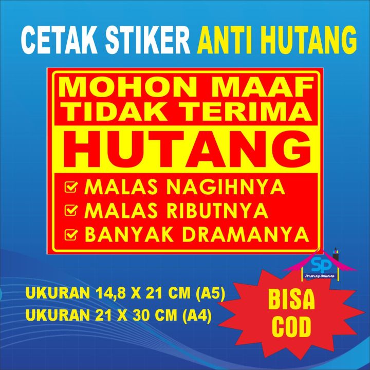 Stiker Maaf TIdak Menerima Kasbon atau Hutang untuk ditempel di warung atau Toko | Lazada Indonesia
