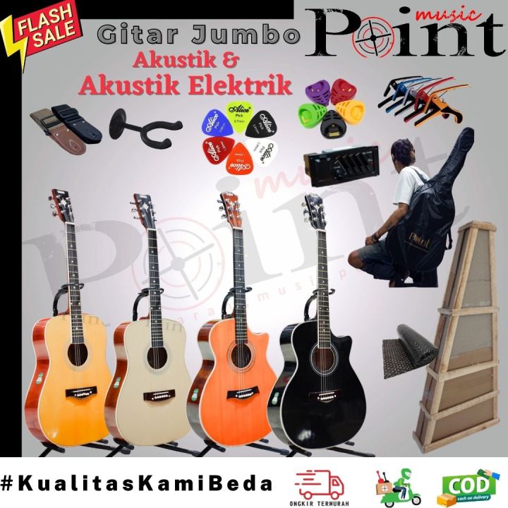 Alat Music Gitar Akustik Elektrik Jumbo Packing Kayu + Bubble Wrap Aman ...