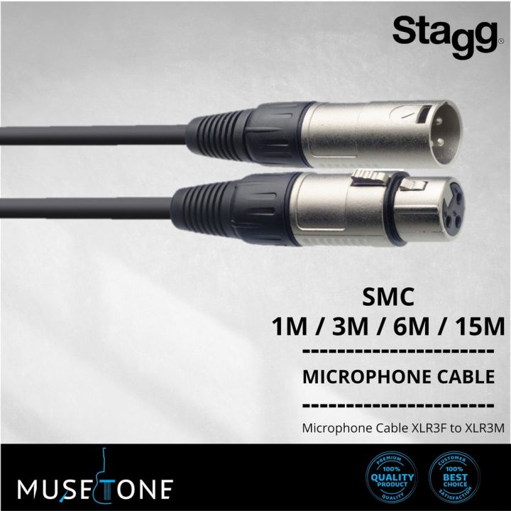 Stagg Microphone Cable XLR to XLR Black 1 Meter / 3 Meter / 6 Meter ...