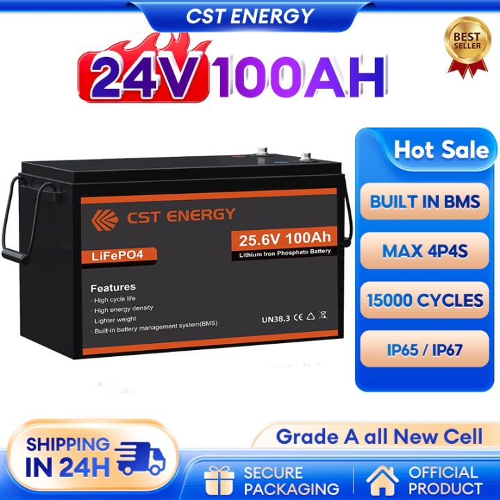 CloH LiFePO4 Battery 24V 100AH Lithium Battery 12V 100AH with Bluetooth ...