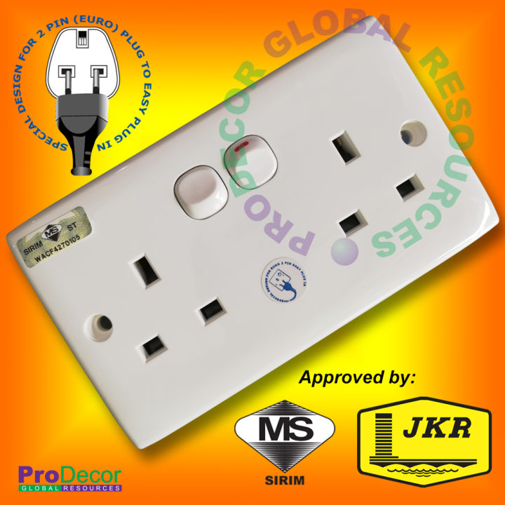 SUM SERIES 13A DOUBLE SWITCH SOCKET With SIRIM | Lazada