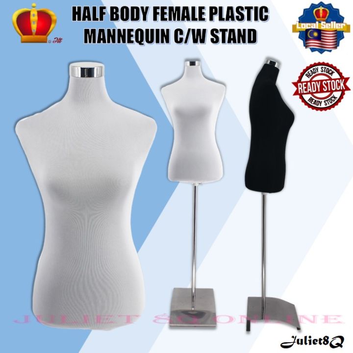 Female Half Body Plastic Mannequin With Chrome Steel Stand Patung ...