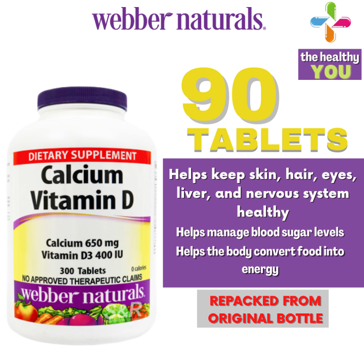 90 Tablets- Webber Naturals Calcium 650mg Vitamin D3 400 IU | Lazada PH