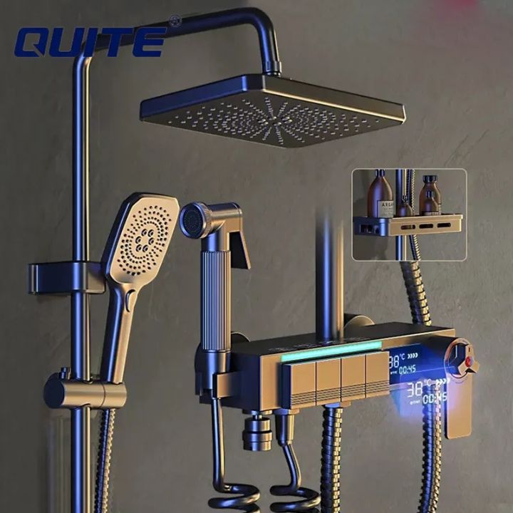 QUITE LCD Shower Set Shower Faucet With LIght Set Temperature Display ...