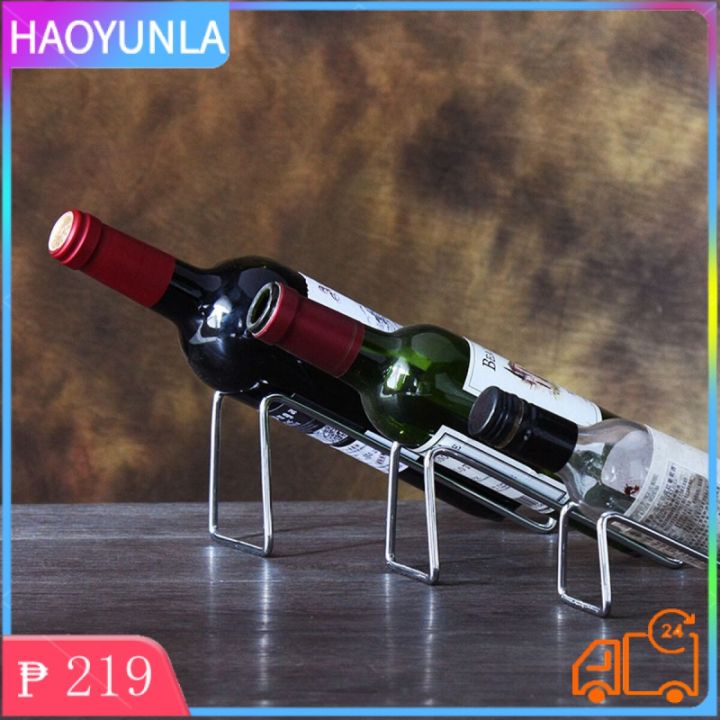 HAOYUNLA Wrought Iron Wine Display Rack Beer Bottle Shelf Stainless ...