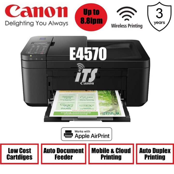 Canon PIXMA E4570 AIO Printer with Auto Duplex & Fax - WiFi Ready | Lazada