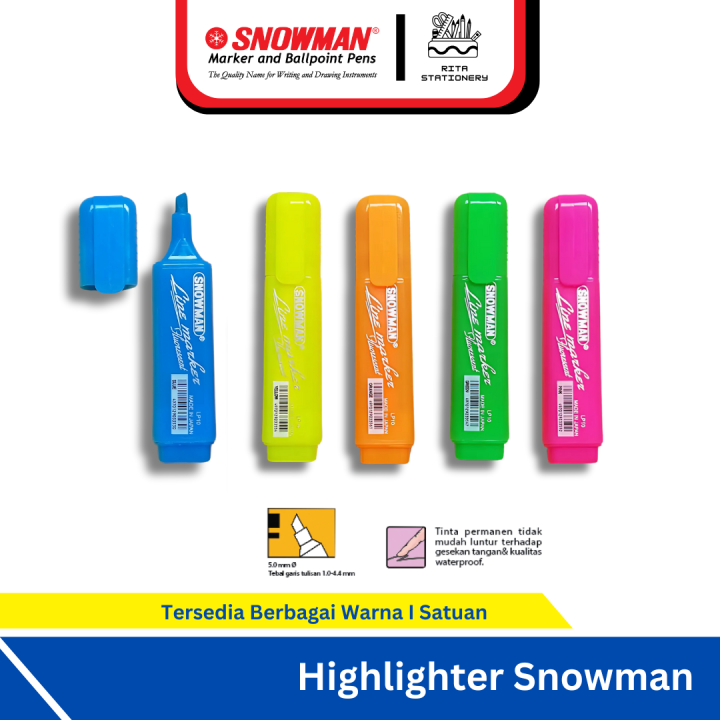 Highlighter Stabilo Snowman LP 10 Biru Kuning Orange Hijau Pink ...