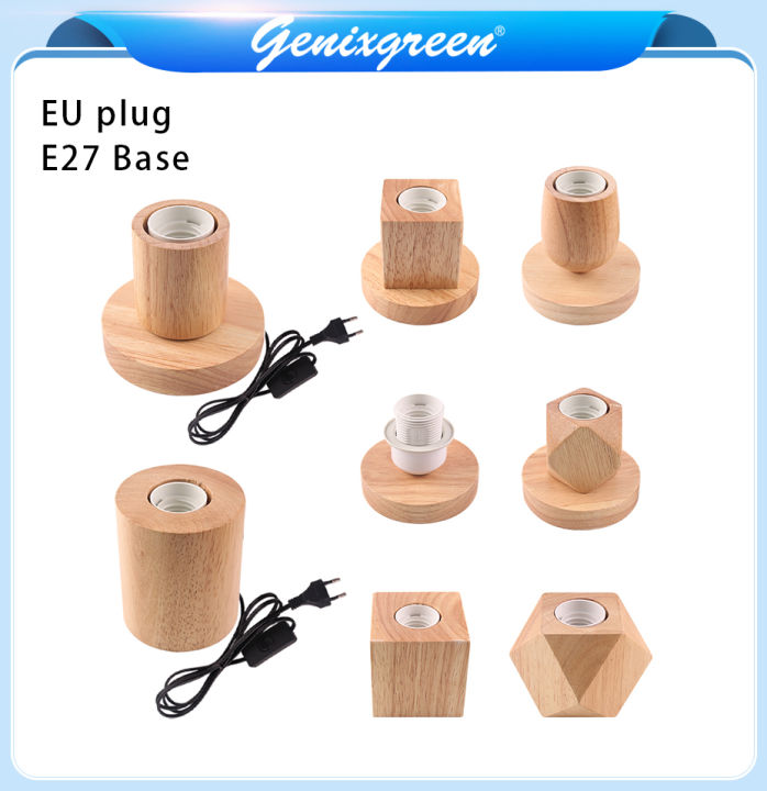 Vintage Table Lamp Base E27 Socket Wooden Beside Desk Lamp Holder EU ...