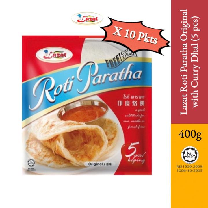 Lazat Roti Prata/Paratha/Pratha/Roti Canai Original Frozen Free Dhal 5 ...