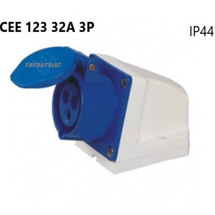 123 32A 3PIN INDUSTRIAL WALL SOCKET (BLUE) IP44 / 32 AMPERE 3 PIN WALL ...