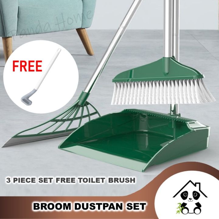 Set Penyapu 3 Dalam 1 + Berus Tandas PERCUMA 3 in 1 Broom Dustpan Set sweeper Toilet Brush Home ...