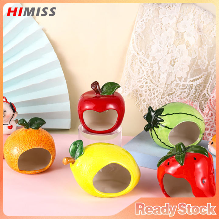 HIMISS Ceramic Hamster Habitat Hideout Fruit Shape Hamster House ...