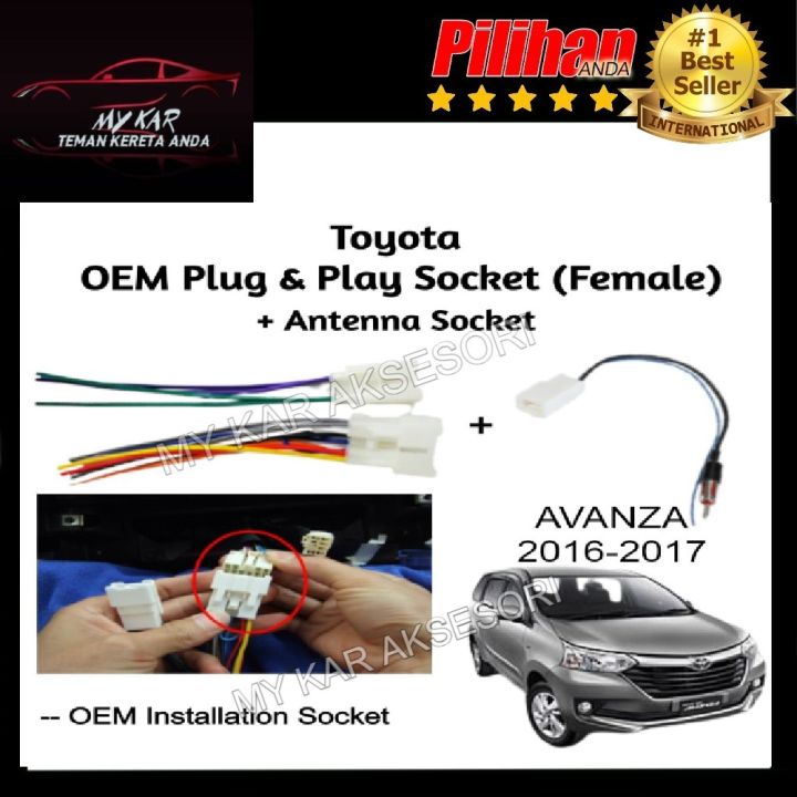 OEM Toyota Avanza 2016-2017 Plug and Play Socket Cable Player + Antenna ...