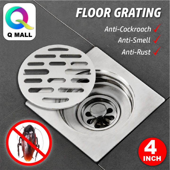 Q MALL [4 inch x 4 inch] 321 JPDL STAINLESS STEEL Floor Trap Drain ...