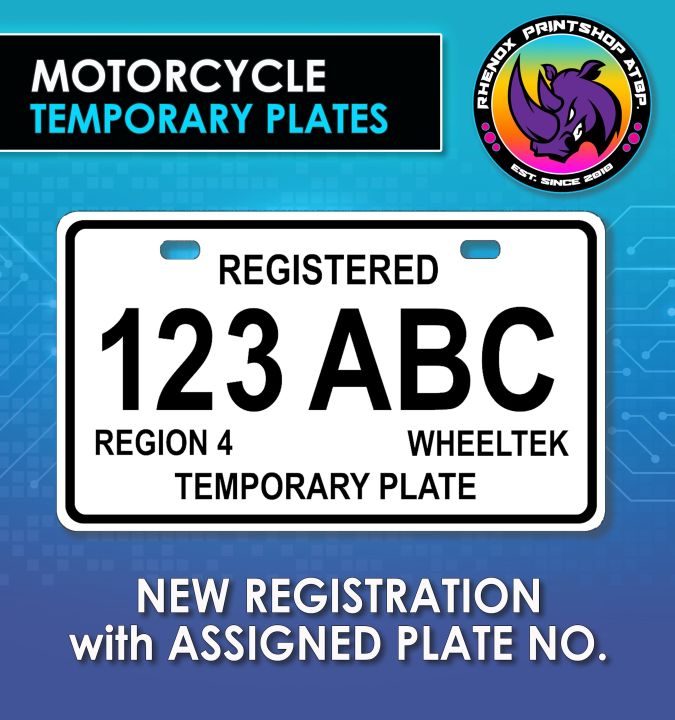 New LTO Standard Motorcycle Temporary Plates FREE: 2 PCS. BOLT SCREW ...