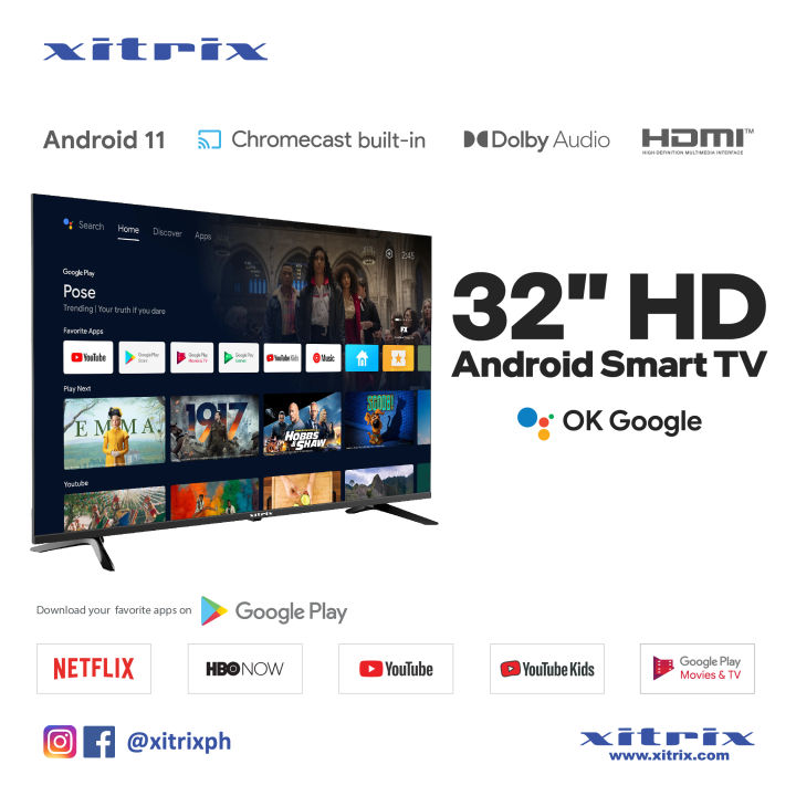 Xitrix 2025 Model 32-inch 720p HD Bezel Free Android 11 Smart ISDB ...