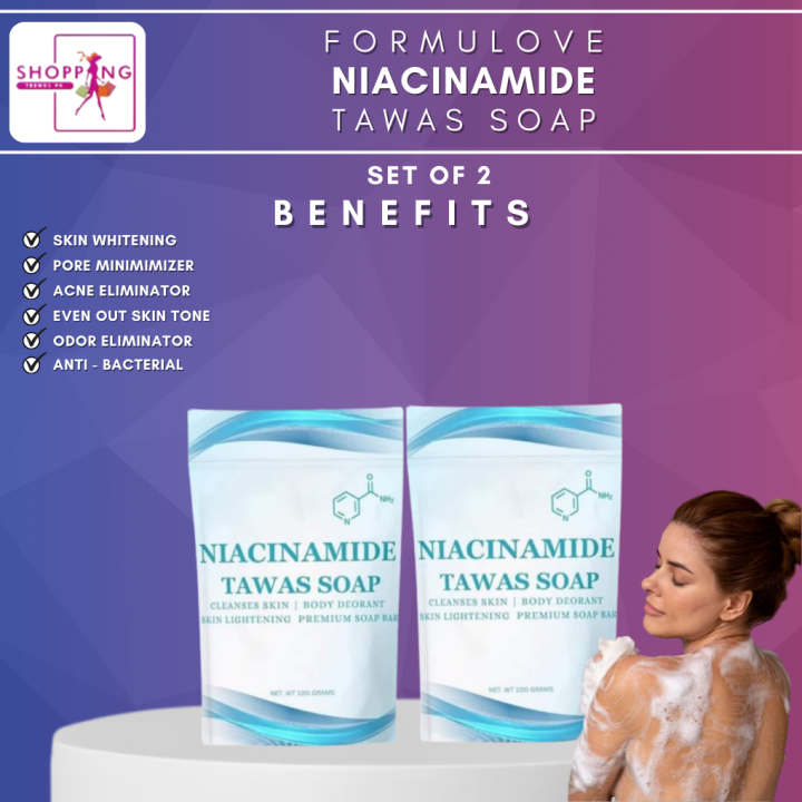 ORIGINAL NIACINAMIDE TAWAS SOAP TRENDING SOAP (SET OF 2) Skin Whitening ...