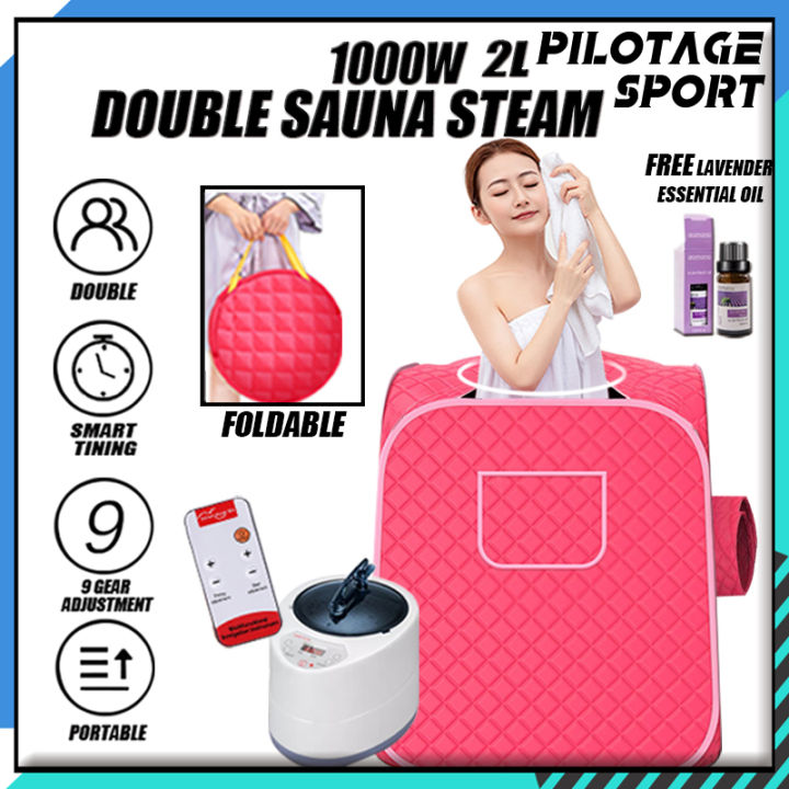 Double Sauna Steambath Portable Foldable Steam Sauna Sweat Box Home ...