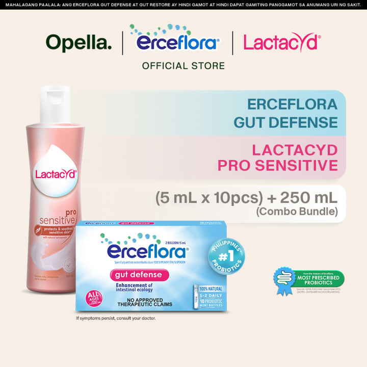 Erceflora Gut Defense Probiotic Supplement + Lactacyd Feminine Wash Pro ...