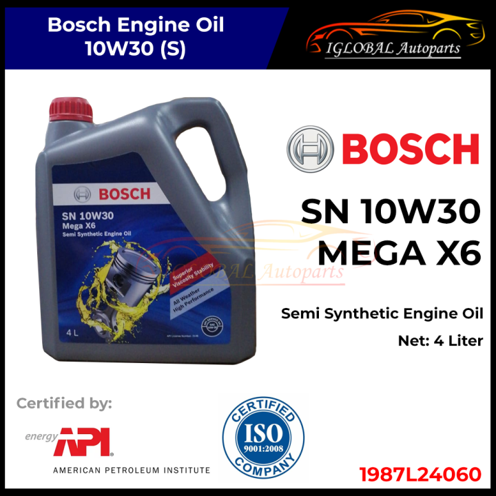 Bosch SN 10W30 Mega X6 Semi Synthetic Engine Oil (4L) - 1987L24060 | Lazada