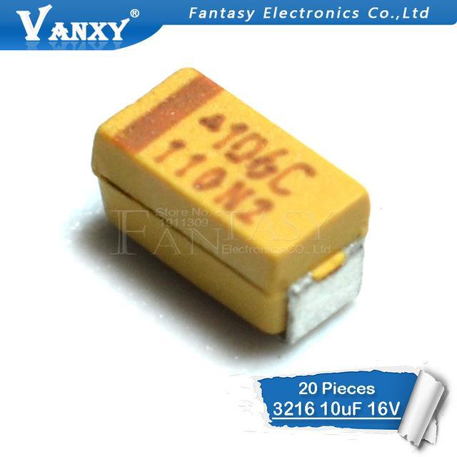 20pcs A-Type 3216 10uF 16V 106 106C SMD Tantalum Capacitor new original ...