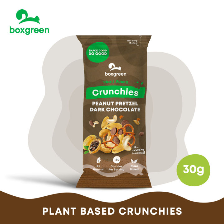 Boxgreen Crunchies Peanut Pretzel Dark Chocolate (30g) Single Serve ...