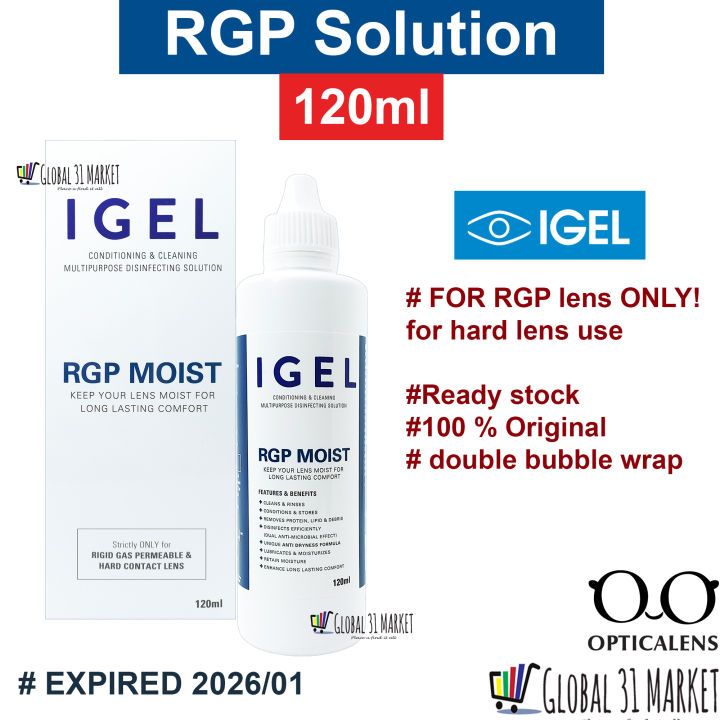 IGEL RGP Moist Conditioning & Cleaning Multi Purpose Disinfecting Solution 120ml ( For RGP lens ...