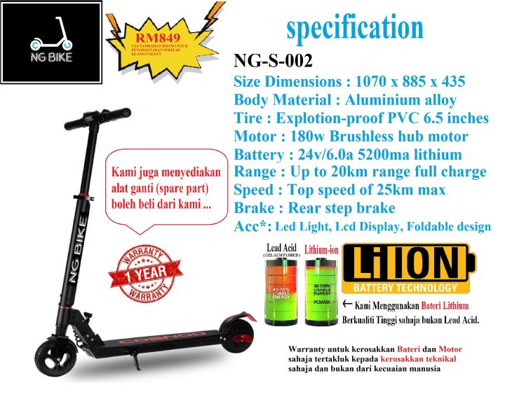 Electric Scooter NG-S-002 24v/6ah | Lazada