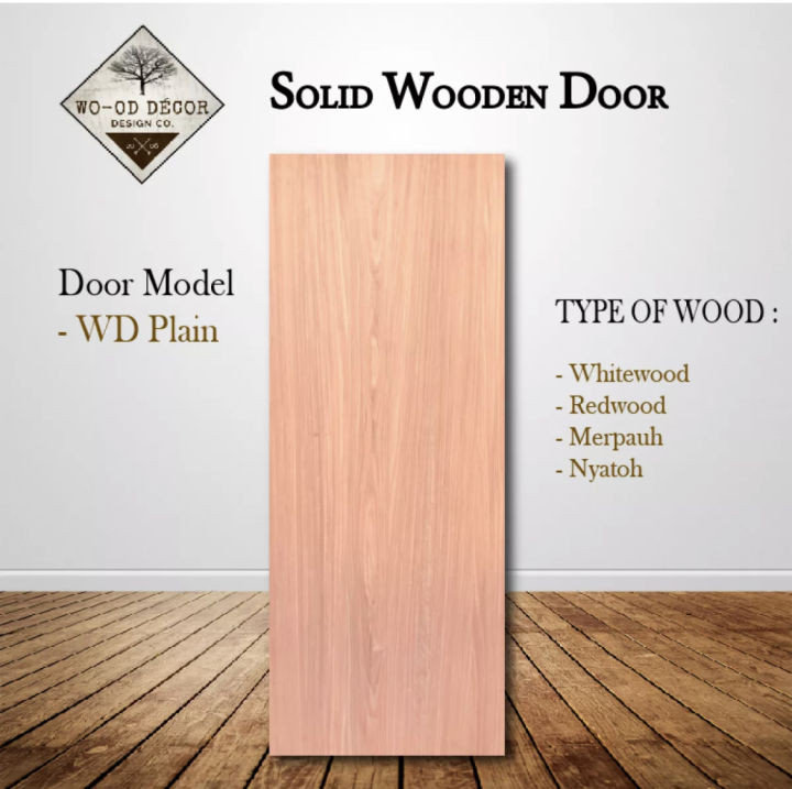 WD Plain Solid Wood Door Panelled Door Pintu Kayu (Whitewood/Redwood ...