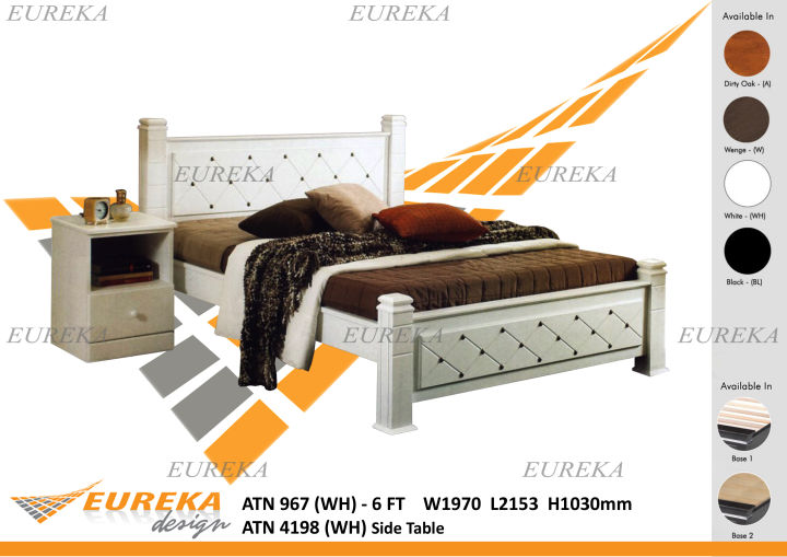 EUREKA 9 Queen/ King Bed Frame with Side Table / Katil Kayu Queen King dengan Meja Tepi (Deliver ...