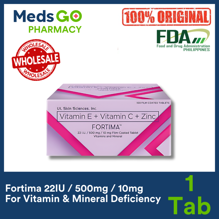 FORTIMA Vit. E / Vit. C / Zinc 22IU / 500mg / 10mg - 1 Tab | Lazada PH