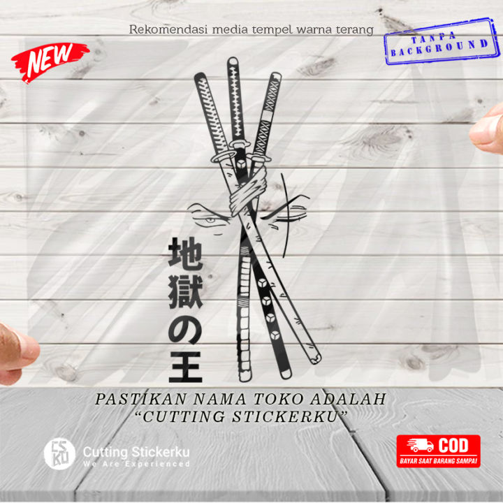 Zoro Katanas Cutting Sticker Variasi Motor Mobil Stiker Kaca Helm One ...