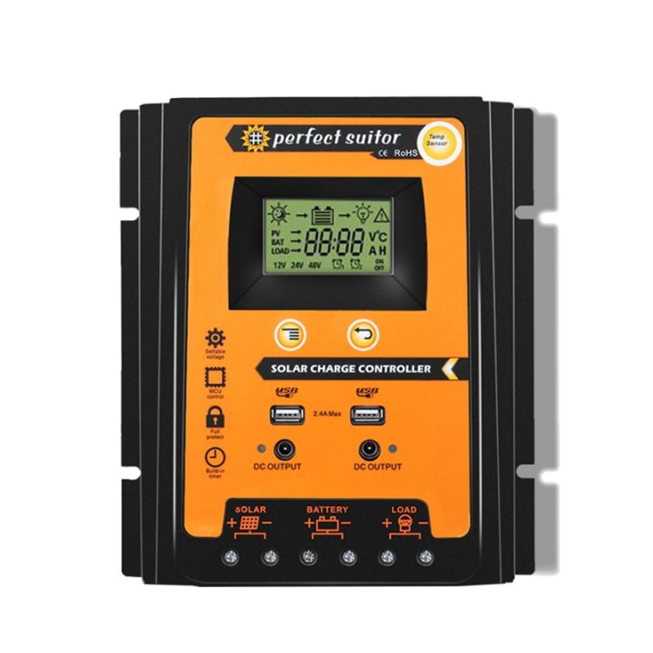 30A MPPT PWM Solar Charge Controller 12V 24V Solar Panel Battery Regulator Dual USB Port LCD ...