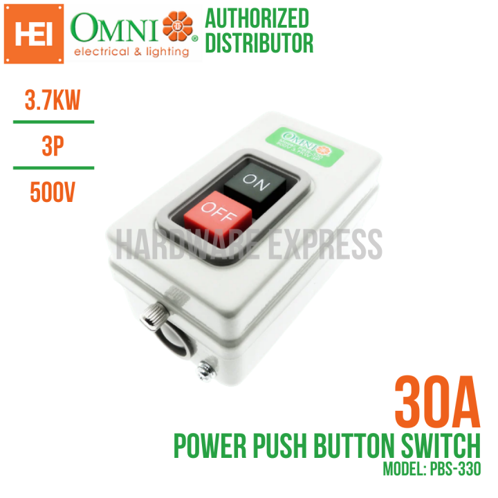 Omni PBS-330 Power Push Button Switch 30A 3.7KW 500V | Lazada PH