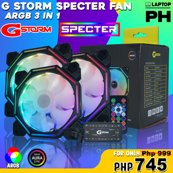 G-STORM Specter ARGB Fan 3in 1 with Hub and Remote Control | ARGB 120mm ...