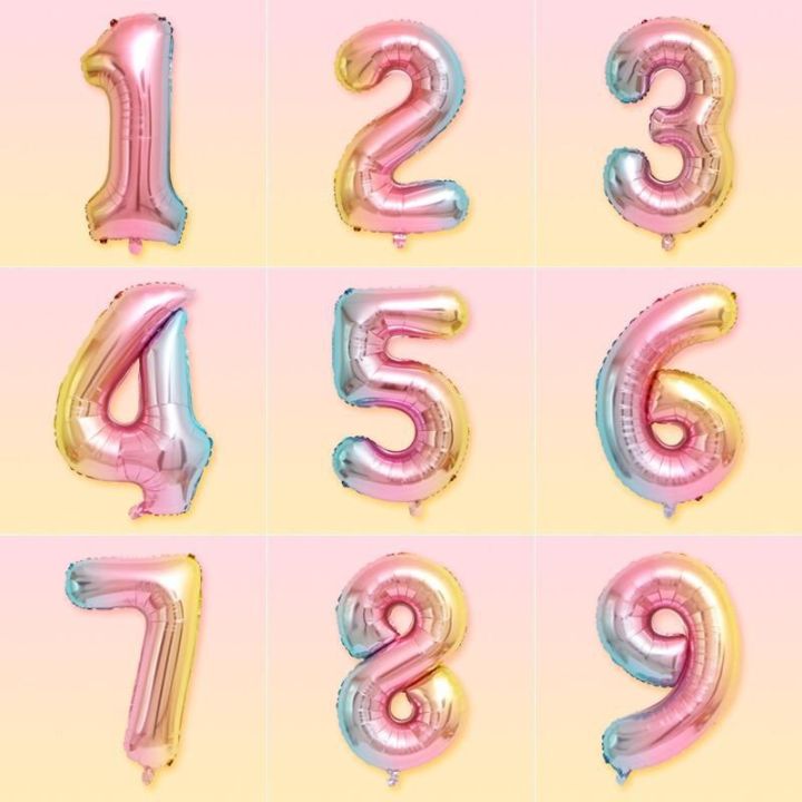 BALON ANGKA RAINBOW 80CM / BALON FOIL ANGKA 80CM / BALON ANGKA JUMBO ...