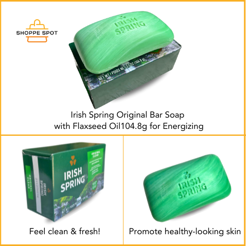Irish Spring Original Bar Soap with Flaxseed Oil 3.7 oz/104.8g ...