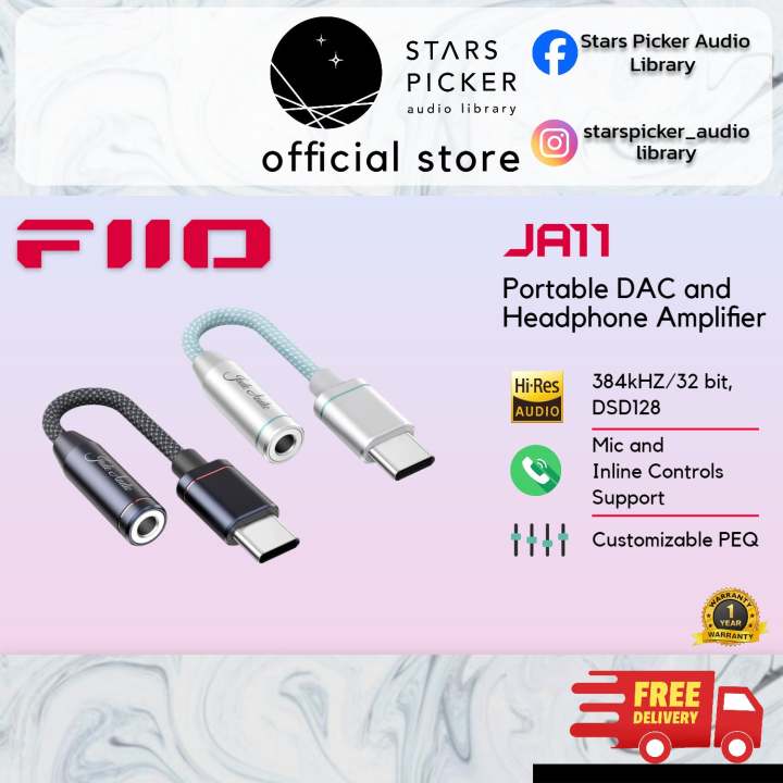 Fiio JA11 USB Type C to 3.5mm IEM Portable DAC and Headphone Amplifier ...