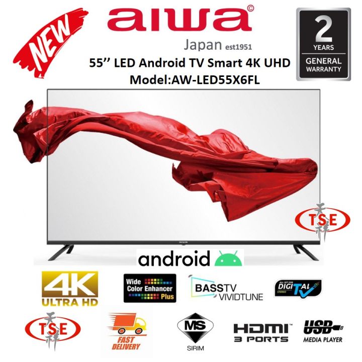 Aiwa AW-LED55X6AFL 55'' UHD 4K LED Smart Android TV | Lazada