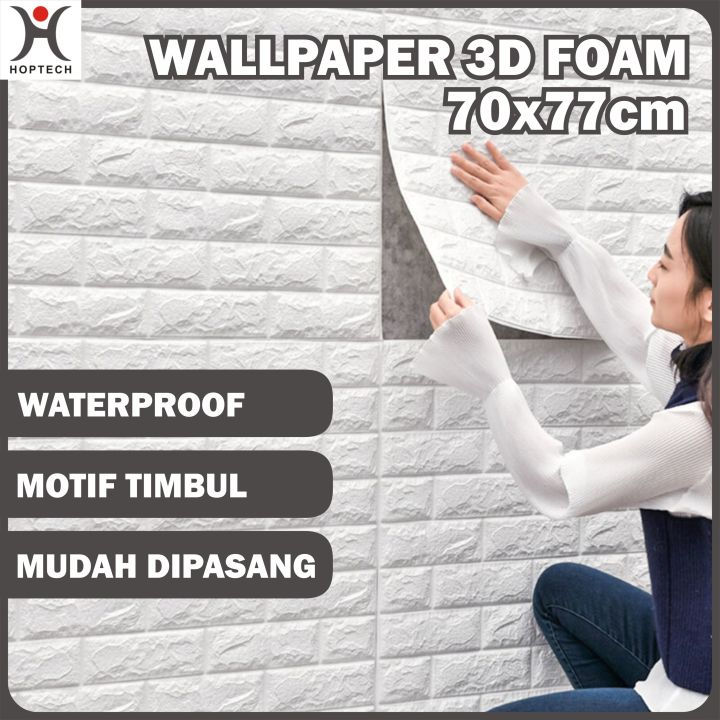 Wallpaper Dinding 3D Motif Batu Bata Foam Ukuran 70x77cm Ketebalan 3mm ...