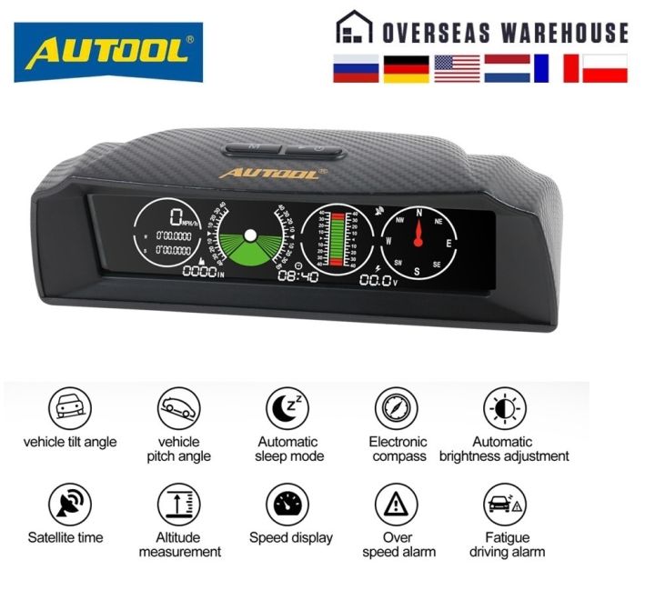 AUTOOL X90 GPSความเร็วPMH KMHลาดเมตรInclinometerรถเข็มทิศHUDสนามเอียงมุมไม้โปรแทรกเตอร์นาฬิกา ...